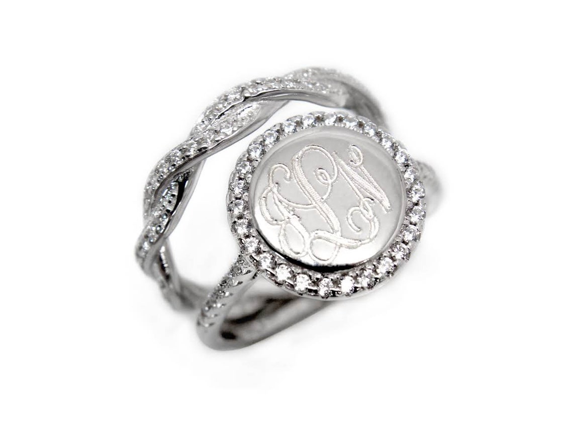 Sterling Silver Monogram Stackable Ring Sterling Silver - Etsy