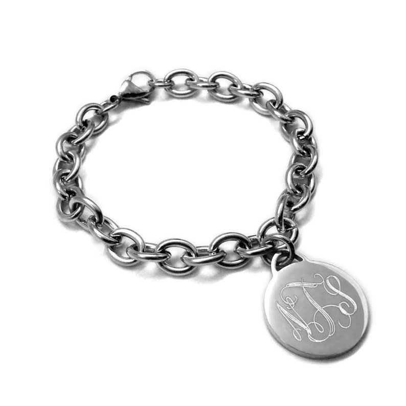 Monogram Stainless Steel Link Bracelet Monogram Bracelet - Etsy