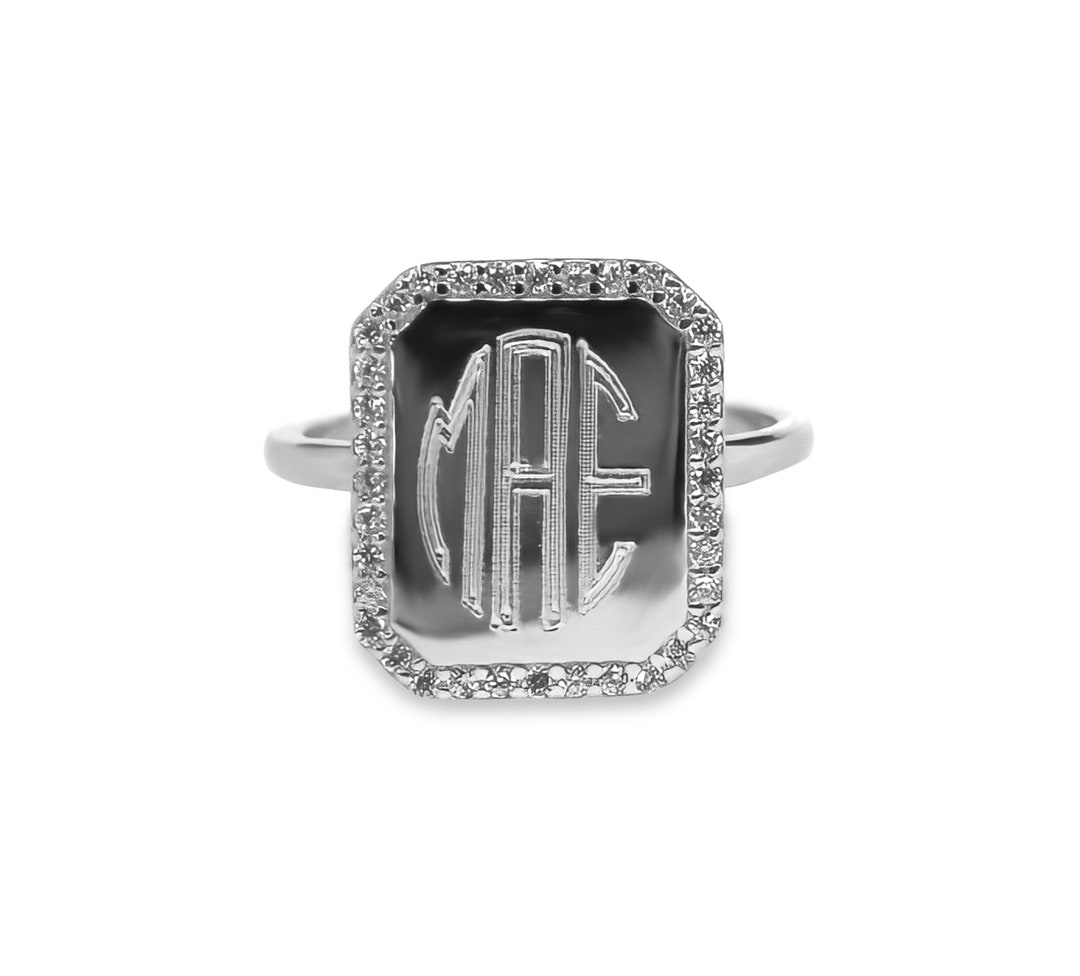 Sterling Silver Engravable Hazel Ring, Monogram Ring, Initials Rings - Etsy