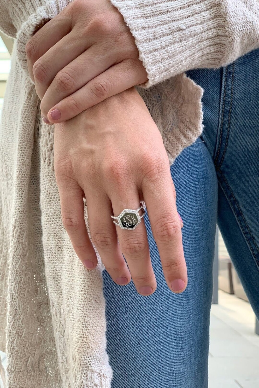 Sterling Silver Monogram Ring | Sterling Silver Penelope Ring ...