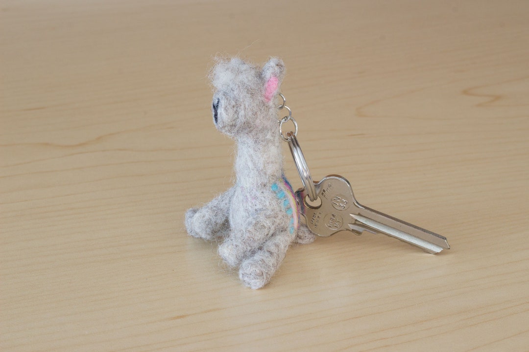 Llama Keychain Needle-felted Wool Alpaca Key Ring - Etsy