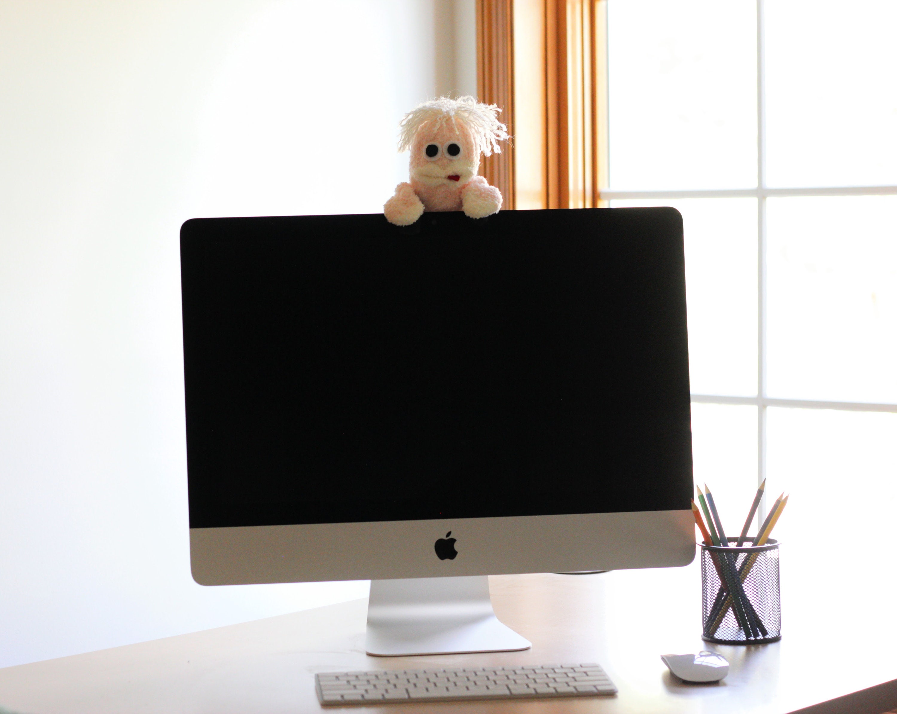 Quirky Computer Monitor Topper Pink Sock Buddy - Etsy