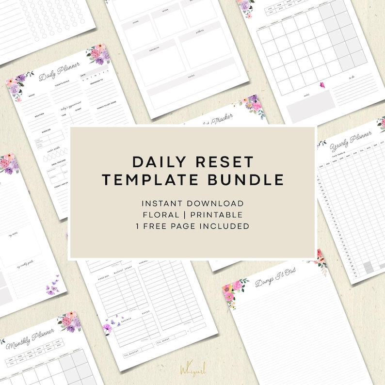 Floral Daily Planner Bundle Template | Aesthetic Illustrated | A4-A6 ...