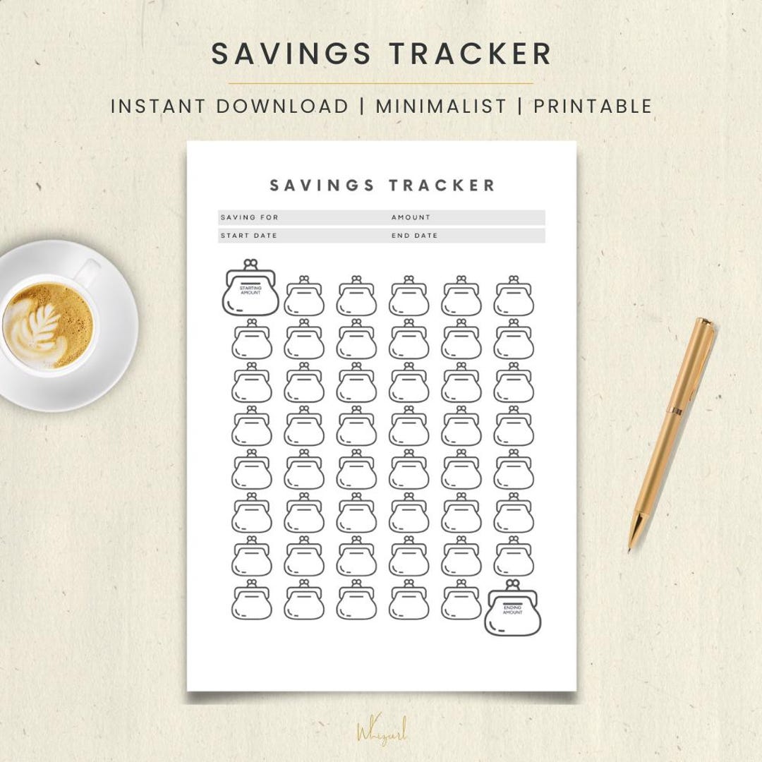 Minimalist Savings Tracker Template | Coin Purse Shapes | A4-A6 ...