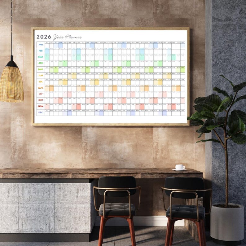 2026 Giant Wall Calendar Printable, Large Year Planner Landscape ...