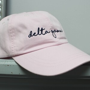 Delta Gamma Pink Hat Embroidered in Navy Script - Etsy
