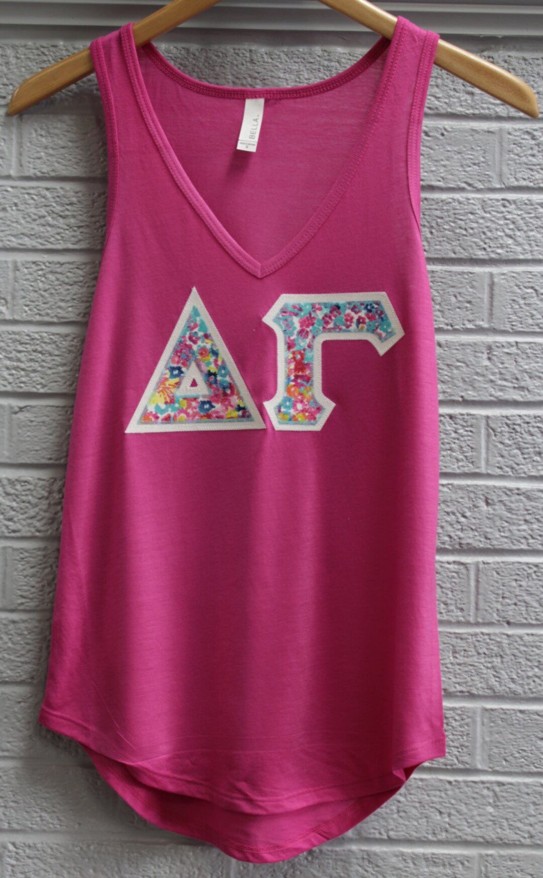 Berry Bella V-neck Tank With Floral Fabric on Glitter (345b) - Etsy