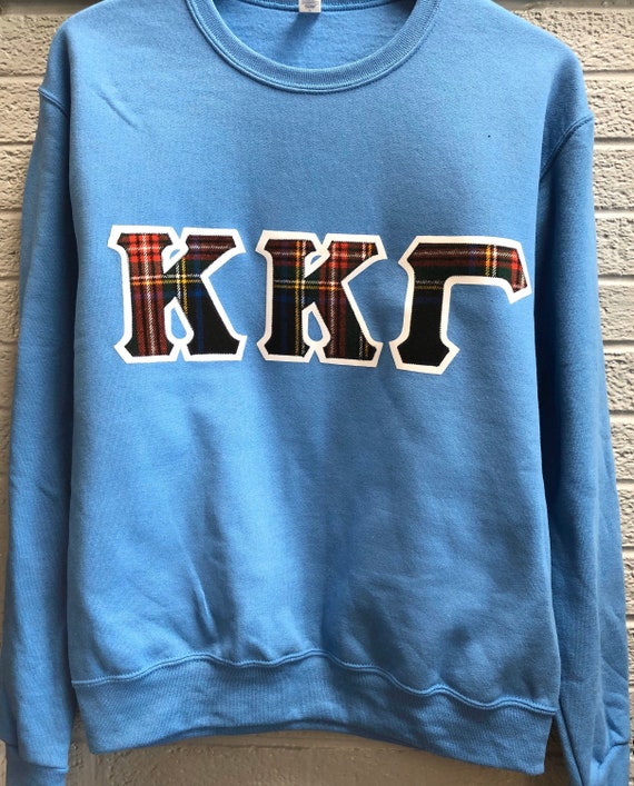 Kappa Kappa Gamma Greek Sewn Letters on Columbia Blue | Etsy