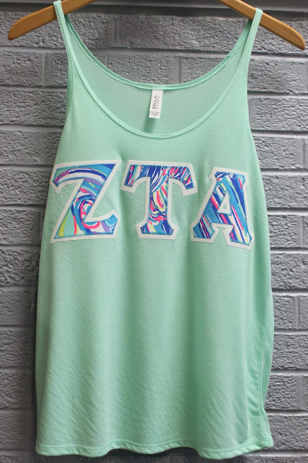 Mint Flowy Stringer Tank With Fabric #95C on Glitter White - Etsy