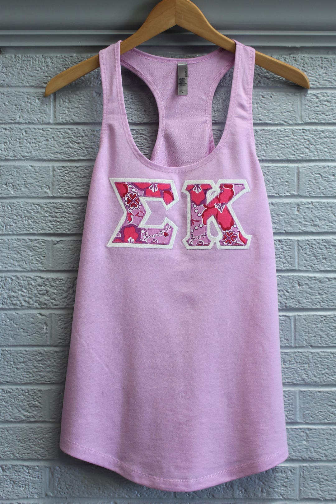 Lilac Racerback Tank With Sigma Kappa Fabric on Glitter - Etsy