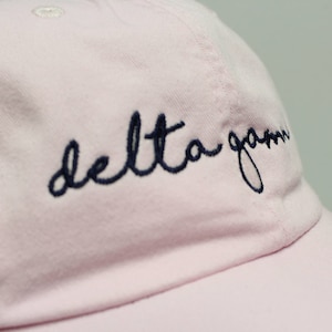 Delta Gamma Pink Hat Embroidered in Navy Script - Etsy