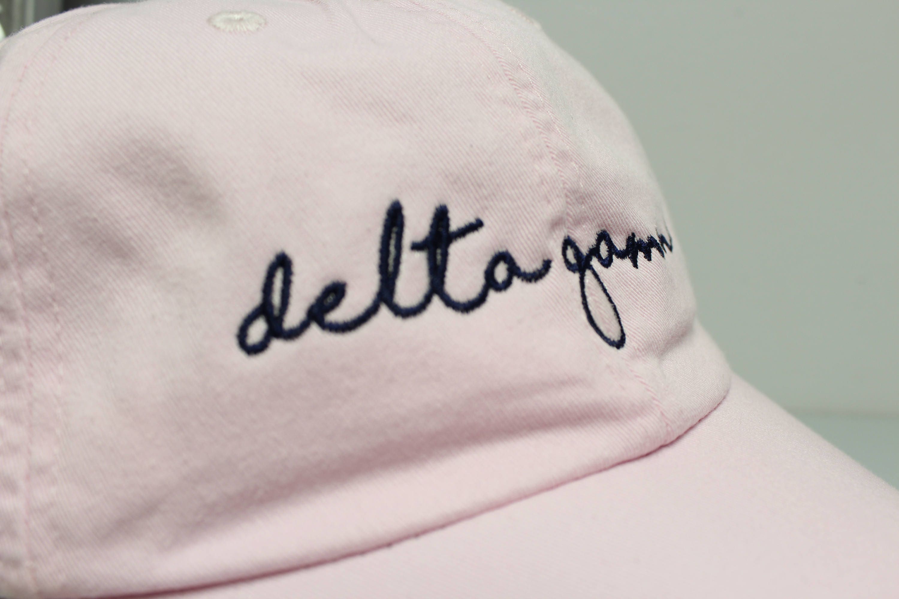 Delta Gamma Pink Hat Embroidered in Navy Script - Etsy