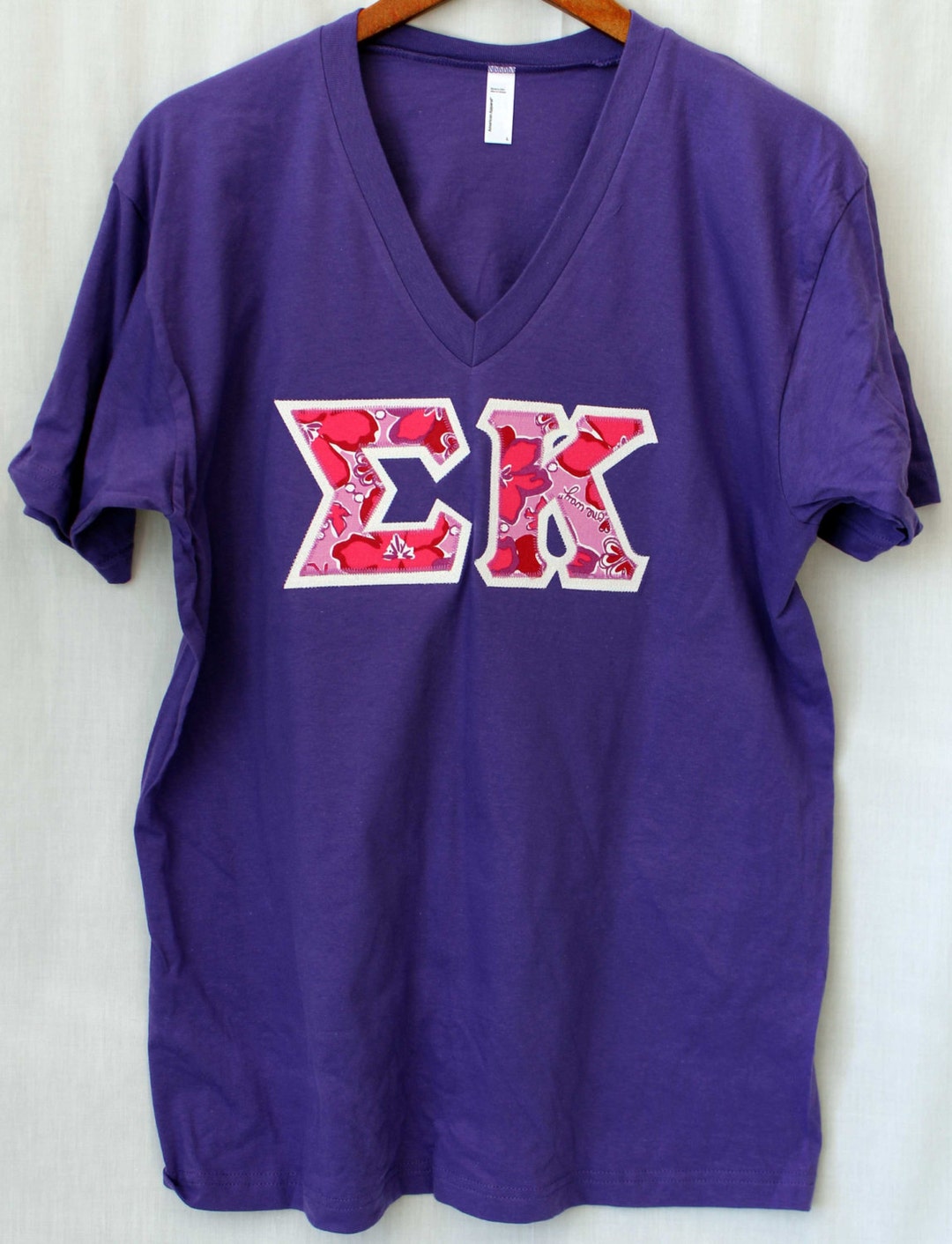 Purple V-neck With Sigma Kappa Fabric V-neck on Glitter - Etsy