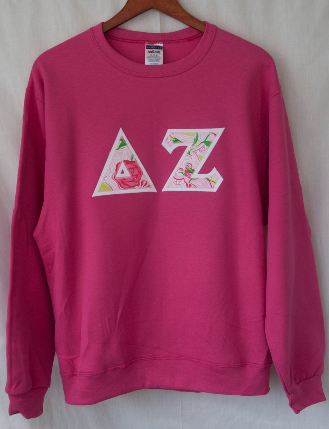Cyber Pink Sweatshirt With Delta Zeta Fabric on White - Etsy