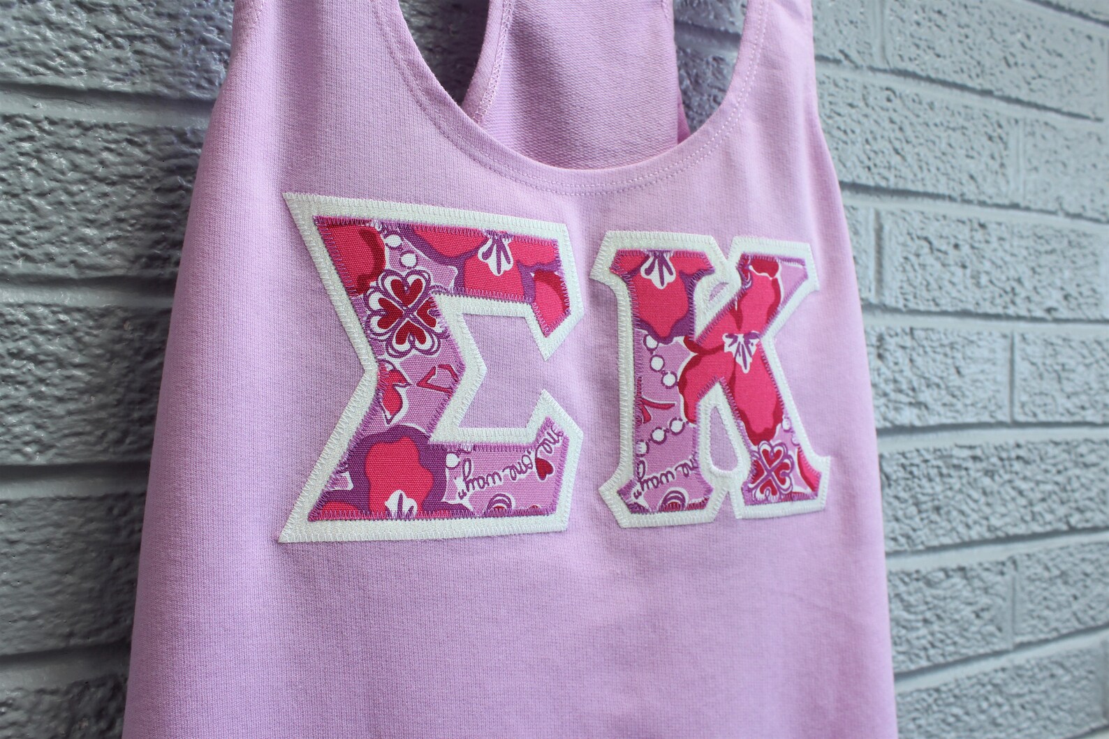 Lilac Racerback Tank With Sigma Kappa Fabric on Glitter - Etsy