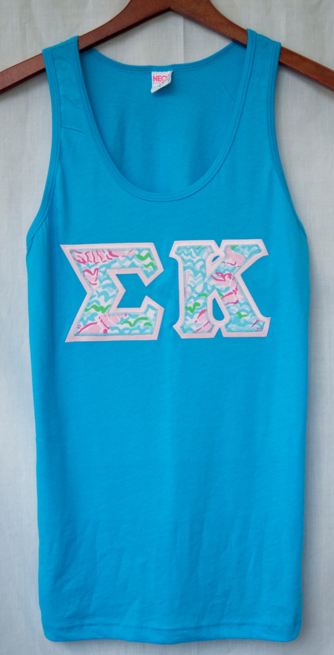 Neon Blue AA Tank With Fabric #8C on Light Pink - Etsy