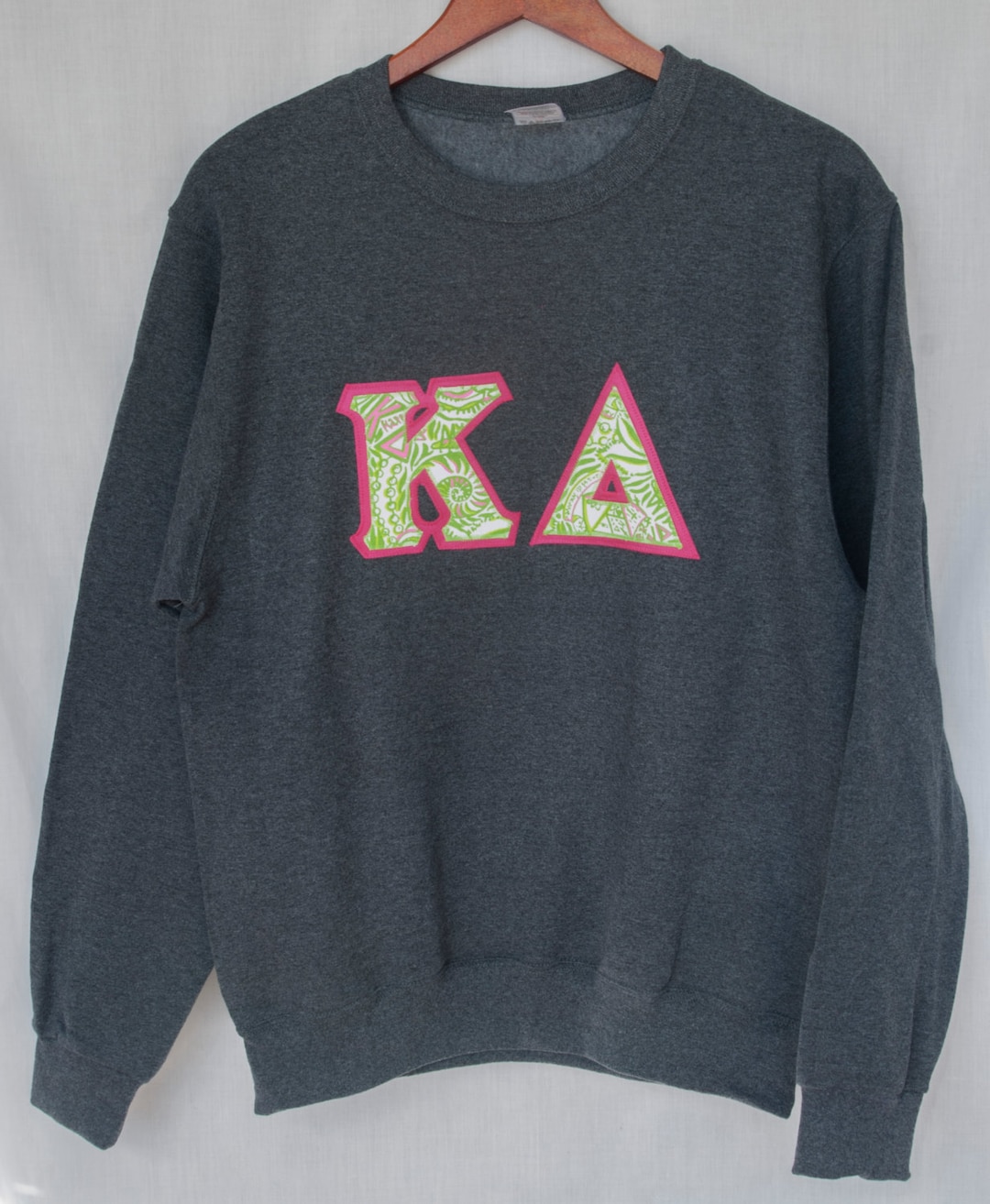 Charcoal Sweatshirt With Kappa Delta Fabric on Hot Pink - Etsy