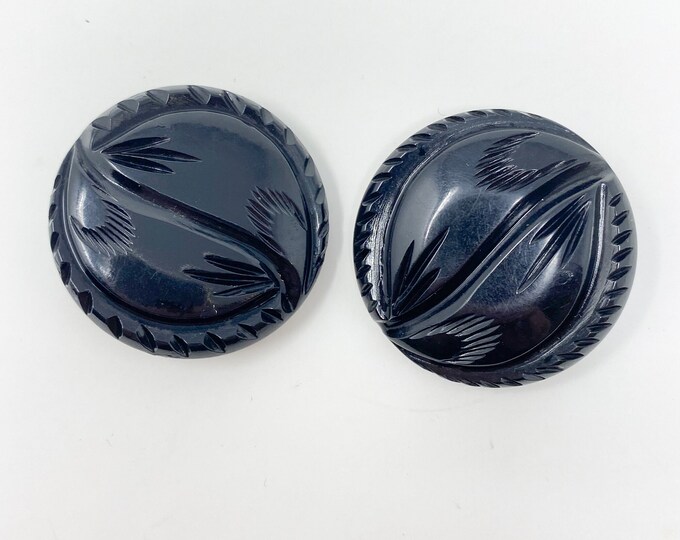 Extra Large Carved Black Bakelite Button, 1 3/4", Price is for One ...