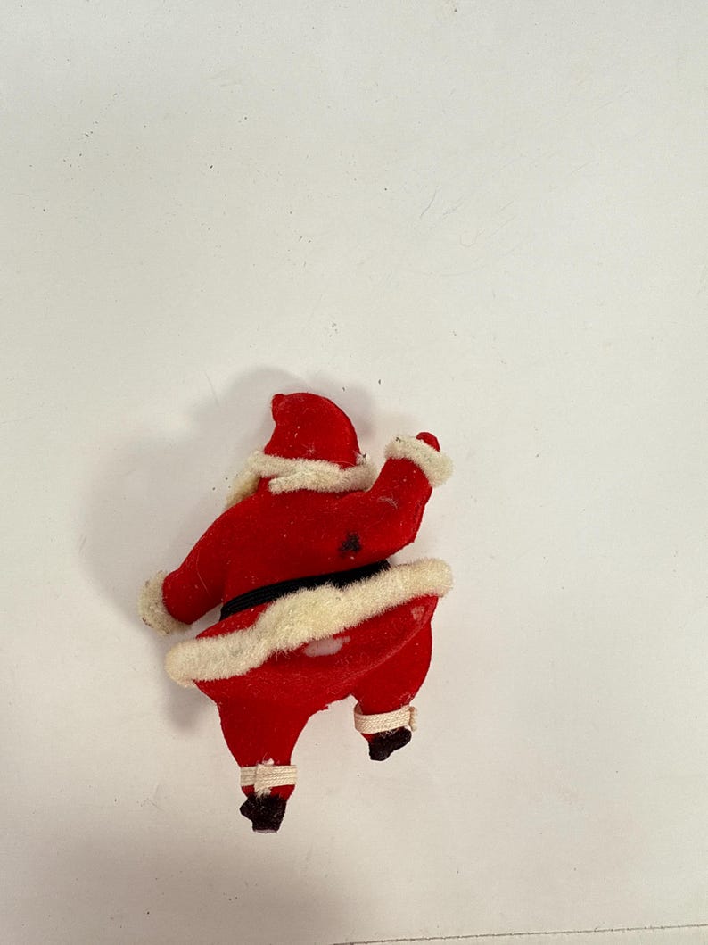 Vintage Flocked Dancing Santa, Plastic Face, 4" - Etsy