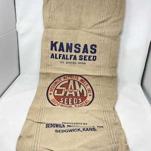 Vintage SAM Seeds Sedgwick, Kansas Alfalfa Seed Bag, Grain Sack, Red ...