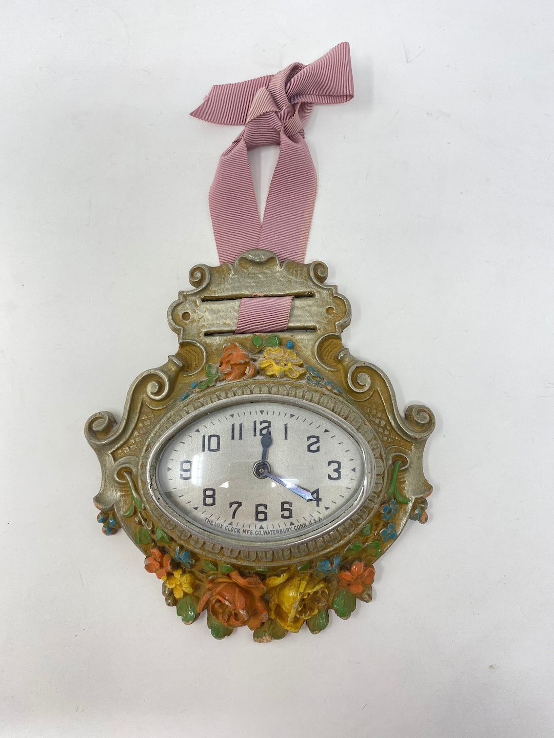 Vintage Lux Louis XIV Fob Wall Clock, Syrocco Barbola Yellow and Orange ...