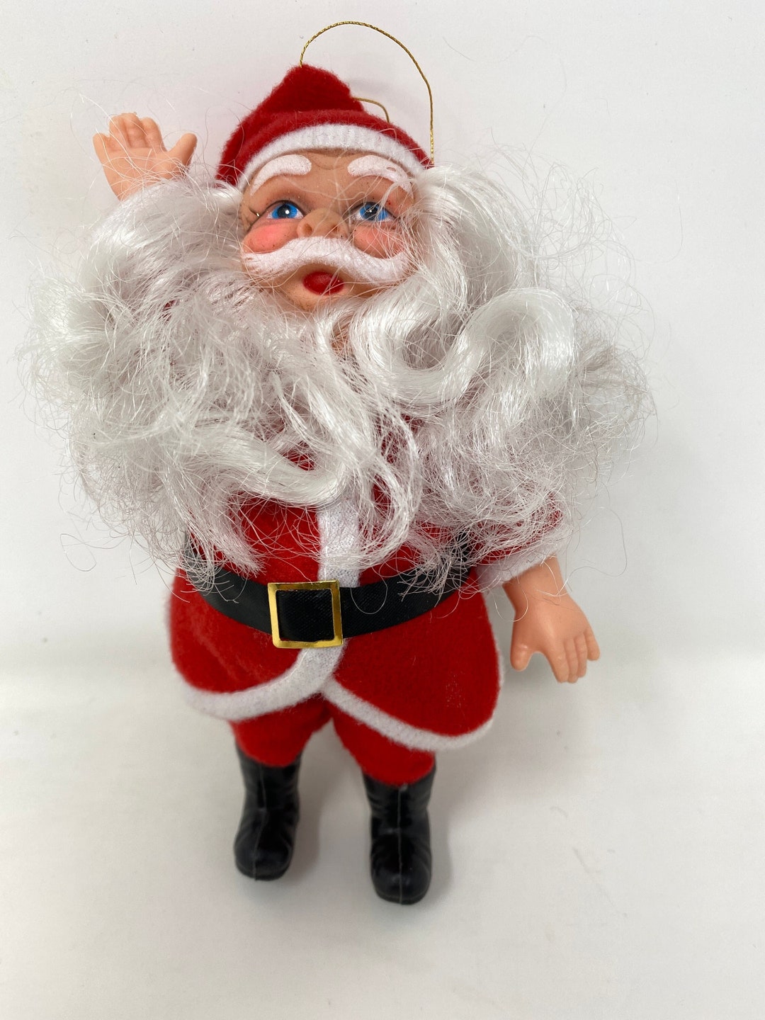 Vintage Christmas Plastic Santa With a Plastic Face Ornament, 7" Tall ...