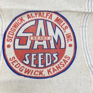Vintage SAM Seeds Sedgwick, Kansas Alfalfa Seed Bag, Grain Sack, Red ...