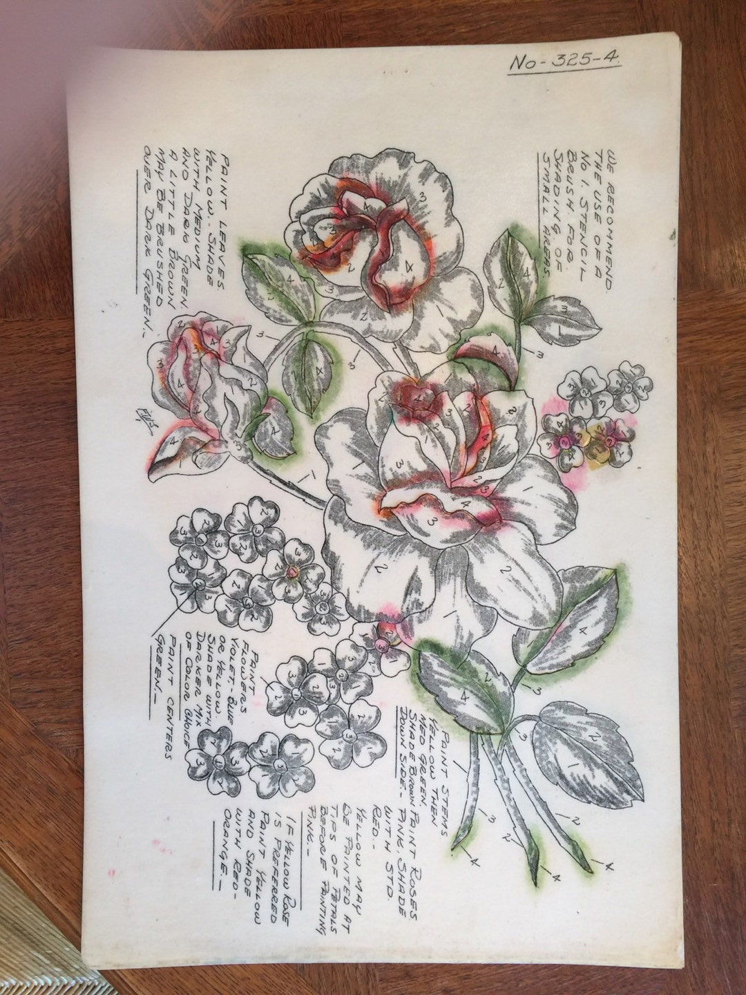 Vintage Wax Stencil, Long Stem Roses and Violets Stencil; Vera Waters ...