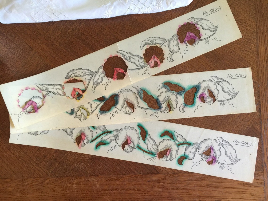 Vintage Wax Stencil, Floral Stencil; Vera Waters; 3 Parts, Cut - Etsy
