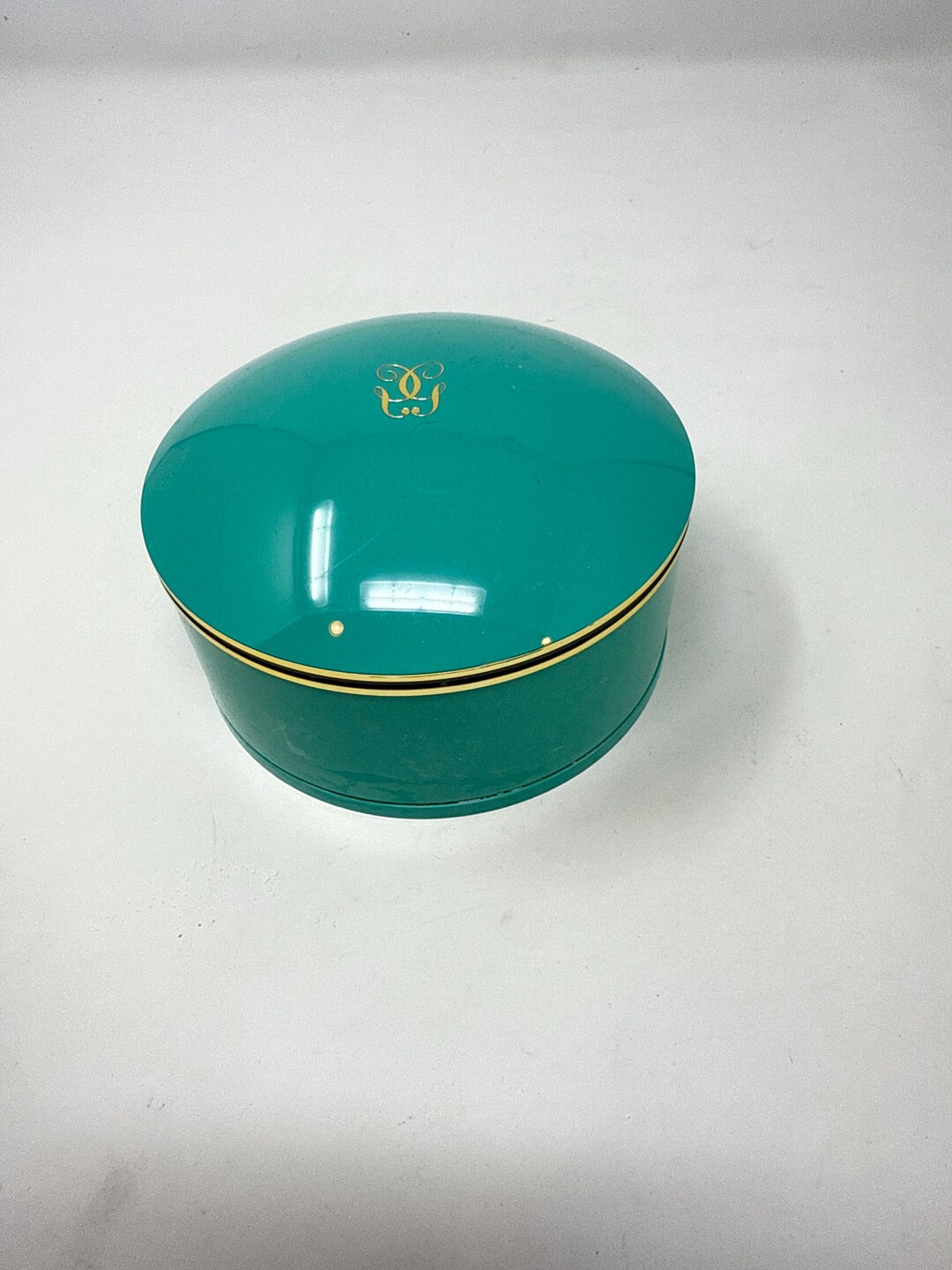 Vintage 1960s Classic Aqua Container of Shalimar Body Powder. 5" Across ...