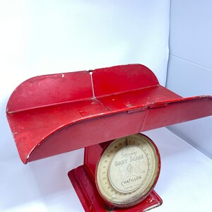 Vintage Red Chatillon Fold-a-way Baby Scale, Weighs up to 30 Lb., Good ...