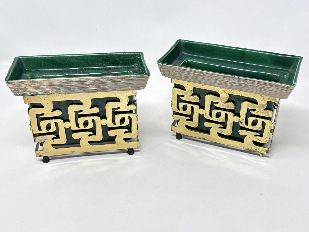 Vintage Rectangular Miramar of California Dark Green Ceramic Planter in ...