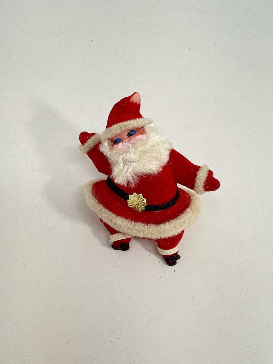 Vintage Flocked Dancing Santa, Plastic Face, 4" - Etsy