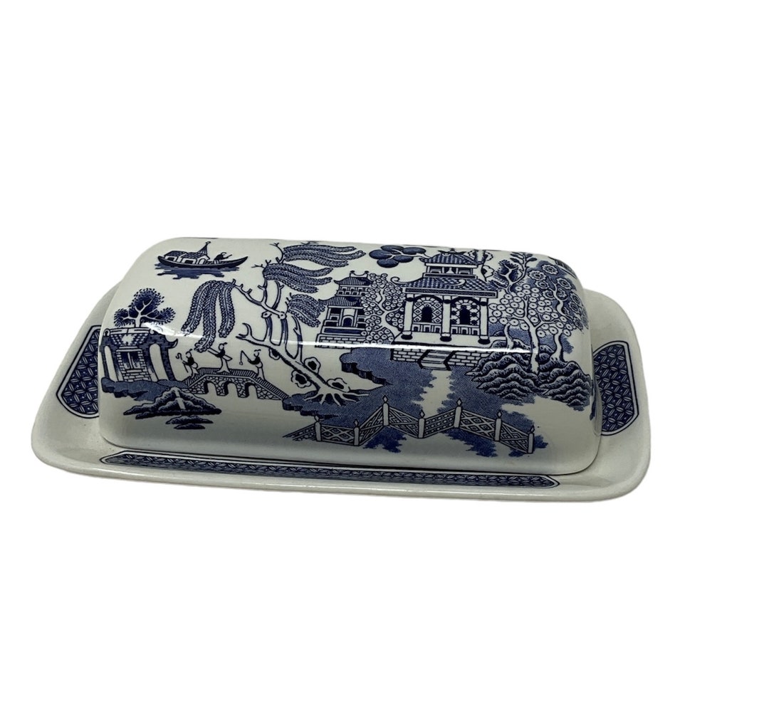 Vintage Churchill Blue Willow Butter Dish With Lid, Dishwasher and ...