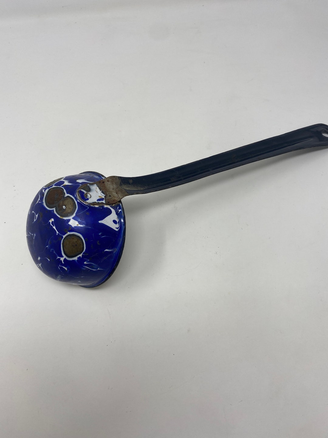 Vintage Enamel Ladle, Cobalt Blue With White Swirls, 12 1/2", Rare - Etsy