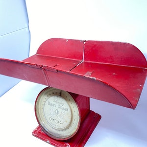 Vintage Red Chatillon Fold-a-way Baby Scale, Weighs up to 30 Lb., Good ...
