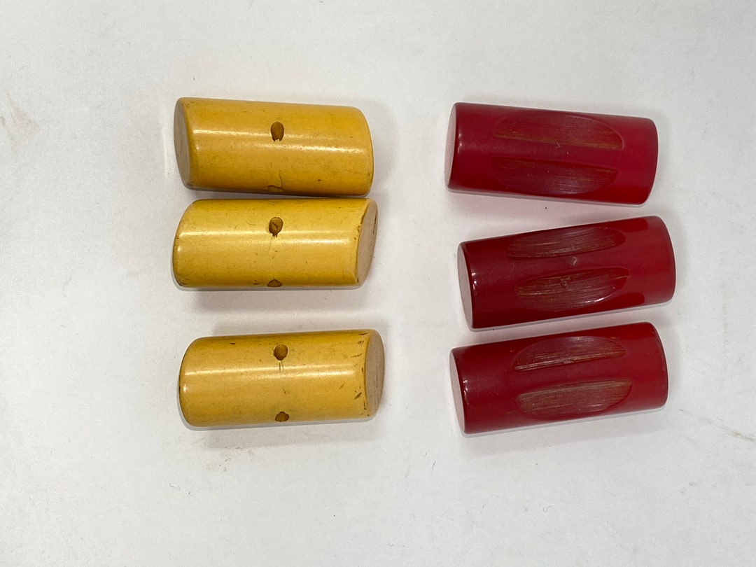 Vintage Bakelite 3 Red and 3 Yellow Toggle Buttons, 1 1/8", Very Good ...
