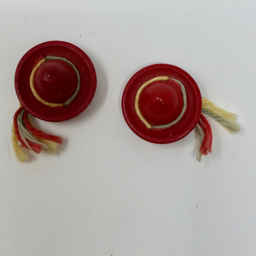 Medium Mexican Sombrero, Hat, With String, Movable, Red in Great ...