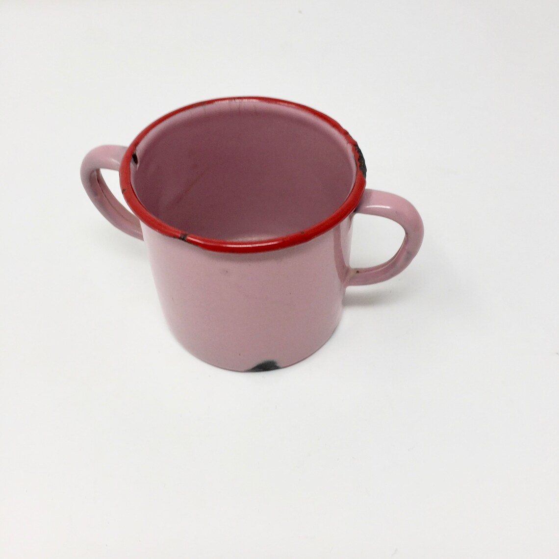 Vintage Child's Pink German Enamel Two Handled Cup Mug - Etsy