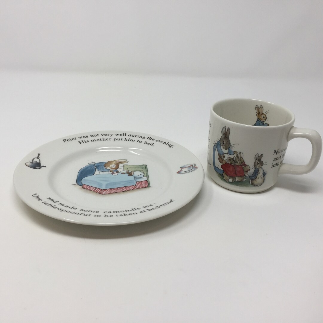 Wedgwood Peter Rabbit Porcelain Child's Plate, 7" and Cup, Great ...