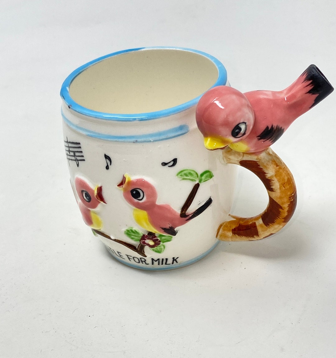 Vintage Grantcrest Ceramic Child Birds on Branch Cup With Bird Handle ...