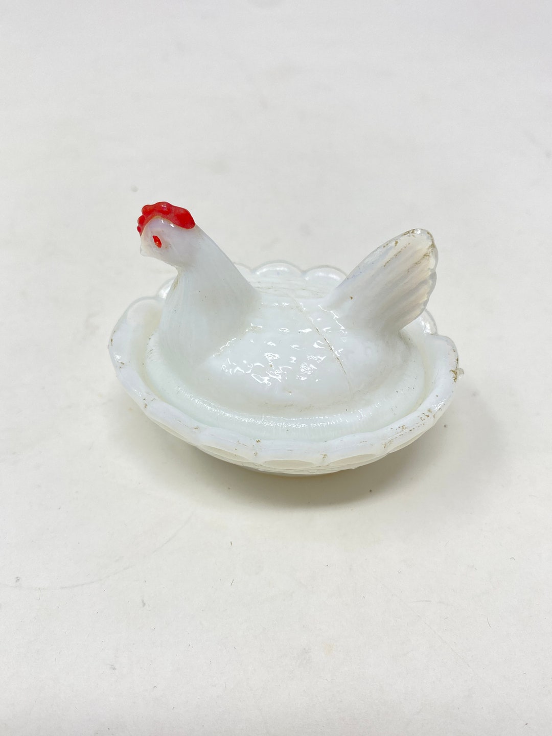 Vintage Miniature White Glass Nesting Hen Salt Cellar, 2" by 2 1/2" - Etsy