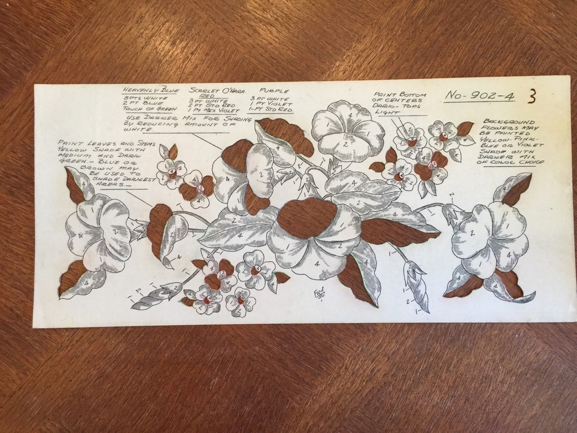 Vintage Wax Stencil, Morning Glory Stencil; Vera Waters; 4 Parts, Cut ...