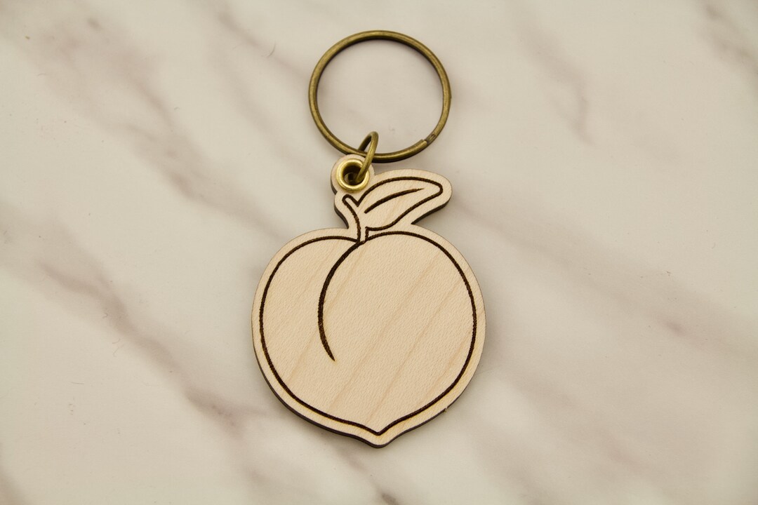 Thicc Peach Keychain Aesthetic Kawaii Wooden Keychain - Etsy