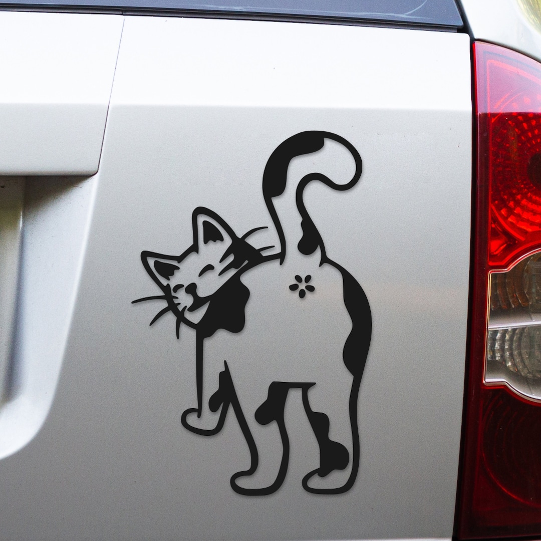 Cat Vinyl Car Decal - Peeking Cat, Cat Butt Decal - Large Vinyl Car ...