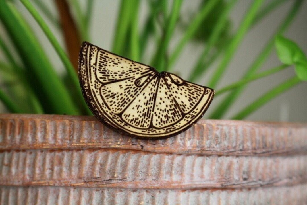 Lemon Slice Wooden Pin - Citrus Fruit Pin - Enamel Pin - Aesthetic Pins ...