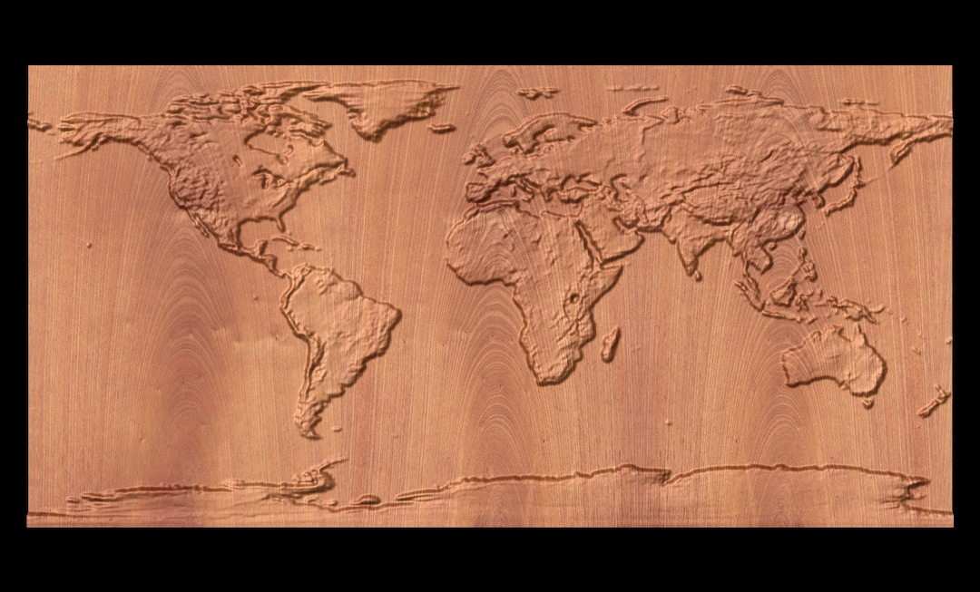 World Map 3D STL Relief CNC Cutting File - Etsy Australia