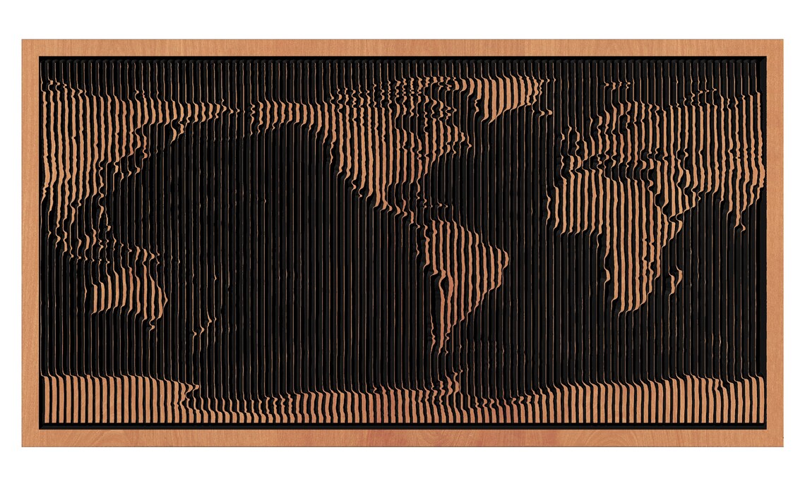 World Map CNC V-carve Vector File for Engraving - Etsy