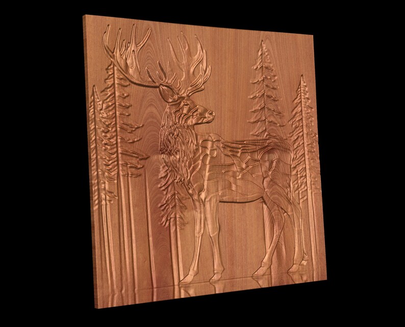 Bas-relief elk 3d File MJ007 for CNC - Etsy