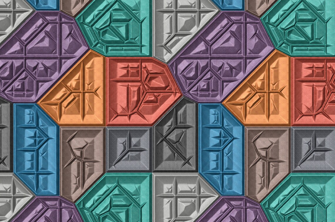 Wall panel tile 3D model Flagstone33 seamless geometric | Etsy